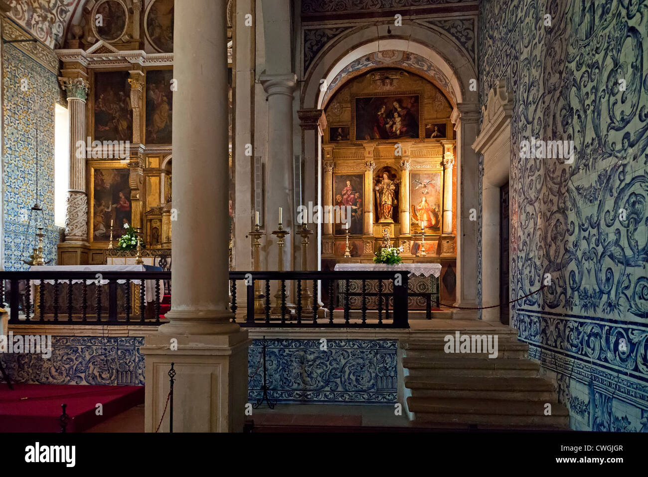 Interior of the Medieval Santa Maria Church covered in Baroque blues ...