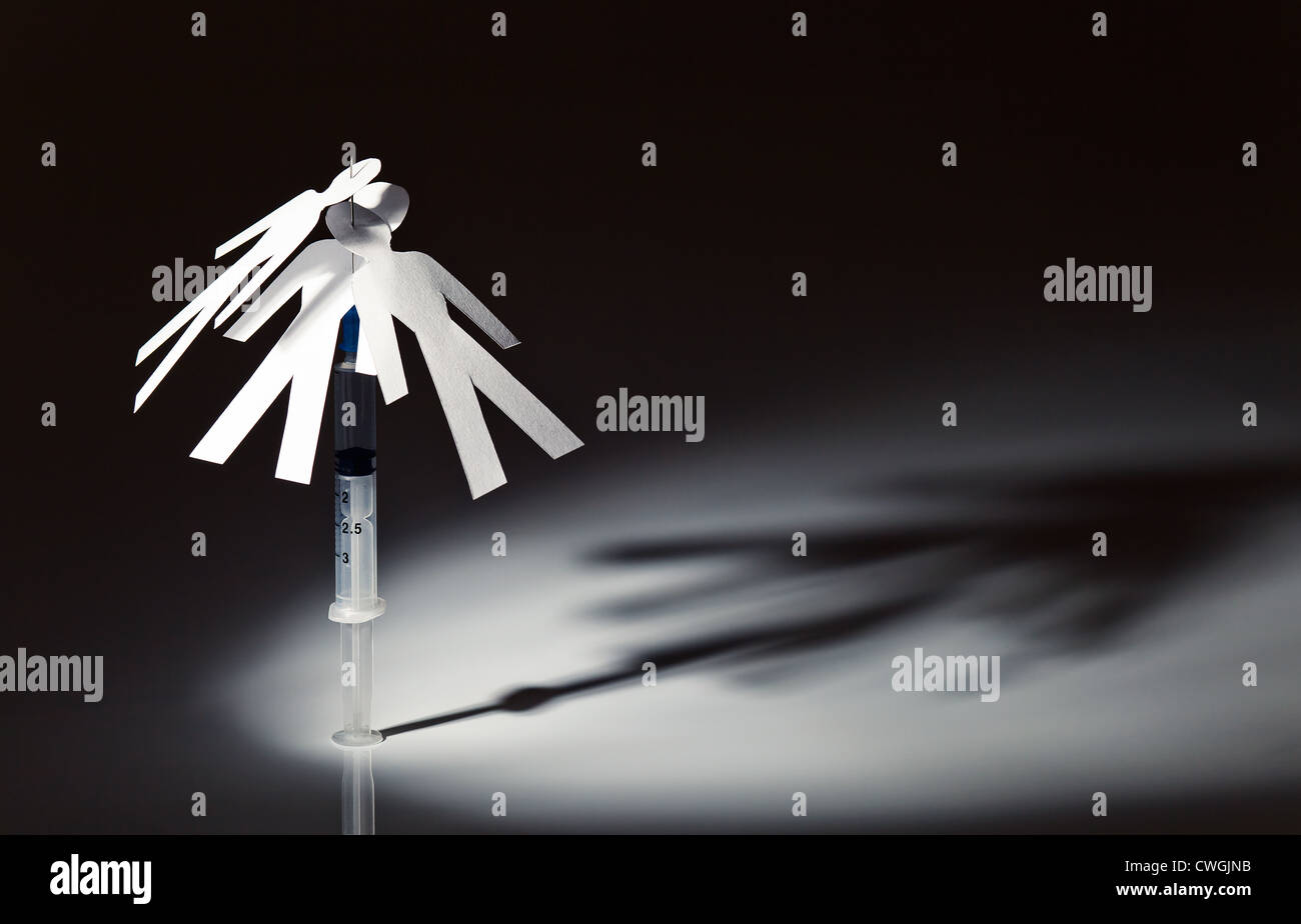 The conceptual image on a theme of narcotic dependence, a white ...