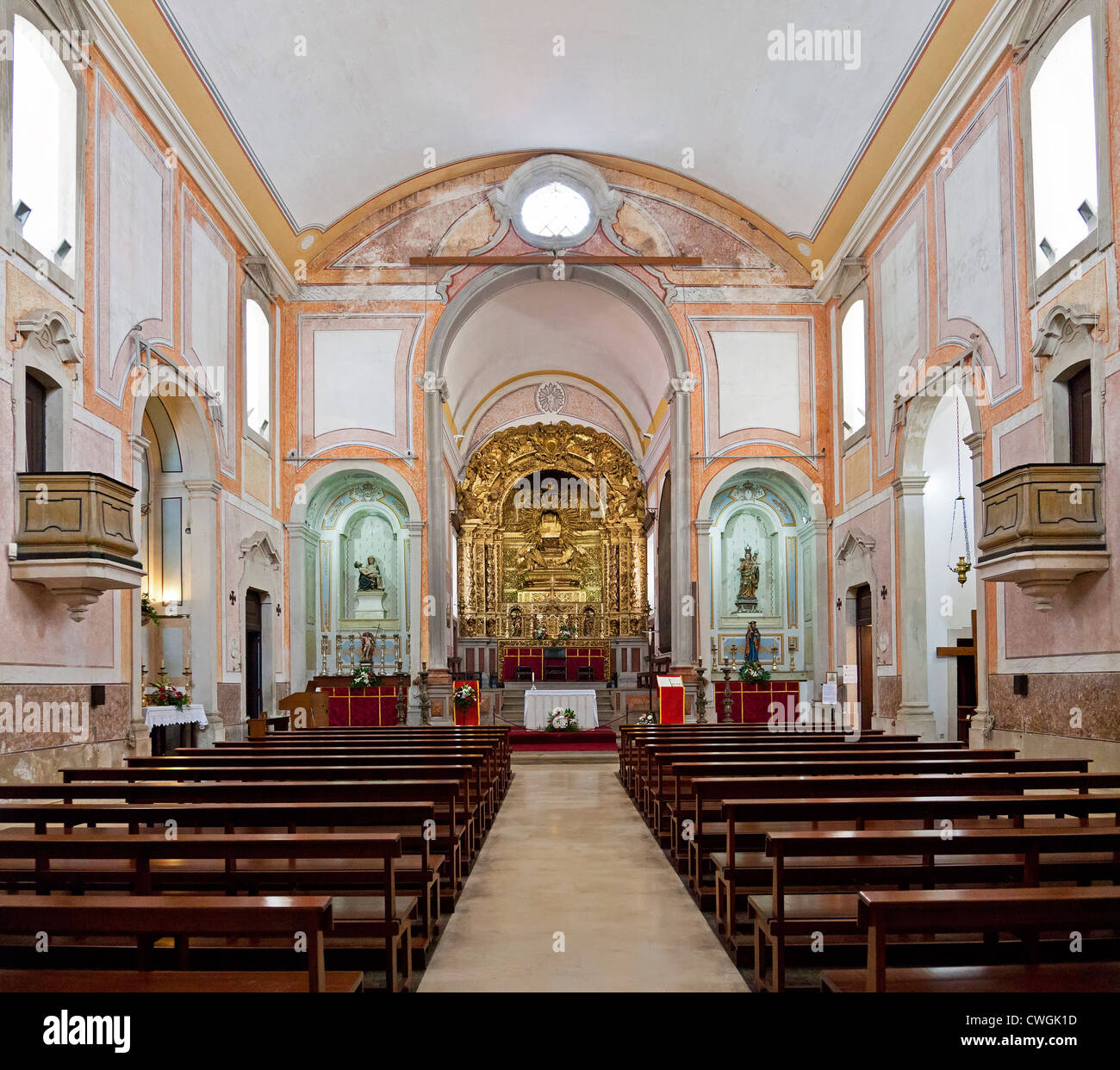Sao Pedro church interior in Obidos. Obidos is a very well preserved ...