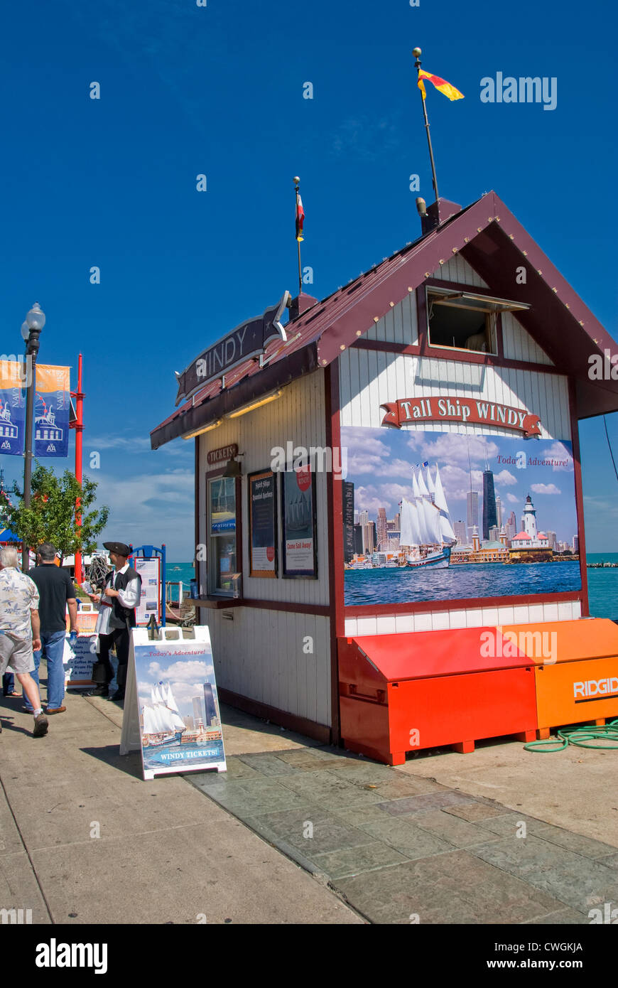 Tall Ship Windy ticket booth at Navy Pier in Chicago, Illinois Stock ...