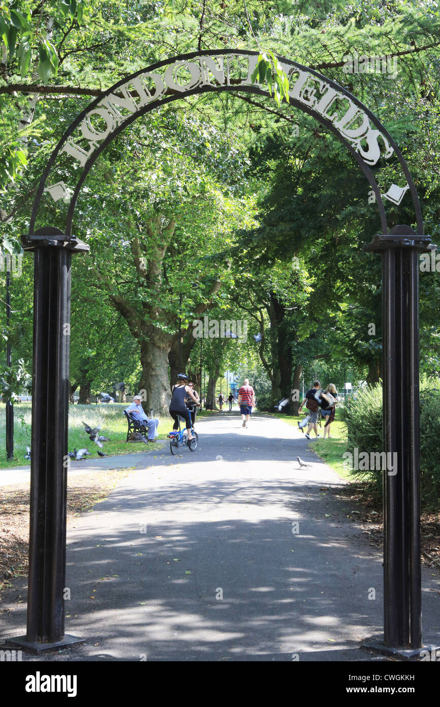 The Entrance To London Fields A Popular Green Space In Hackney East the-entrance-to-london-fields-a-popular-green-space-in-hackney-east