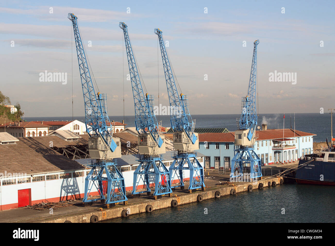 Trabzon, loading cranes in port Stock Photo - Alamy