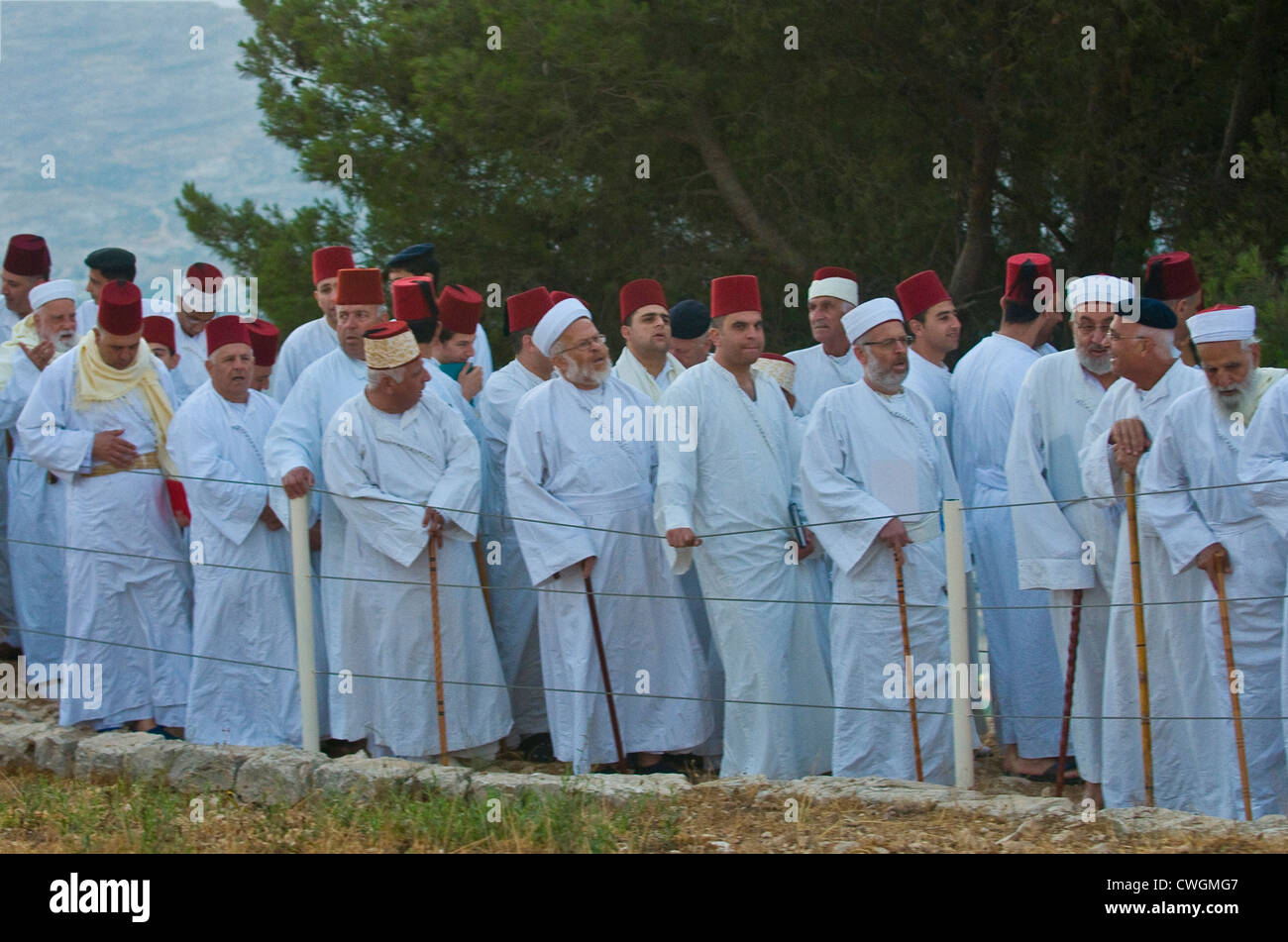 Members of the ancient Samaritan community prays during the holy day of ...