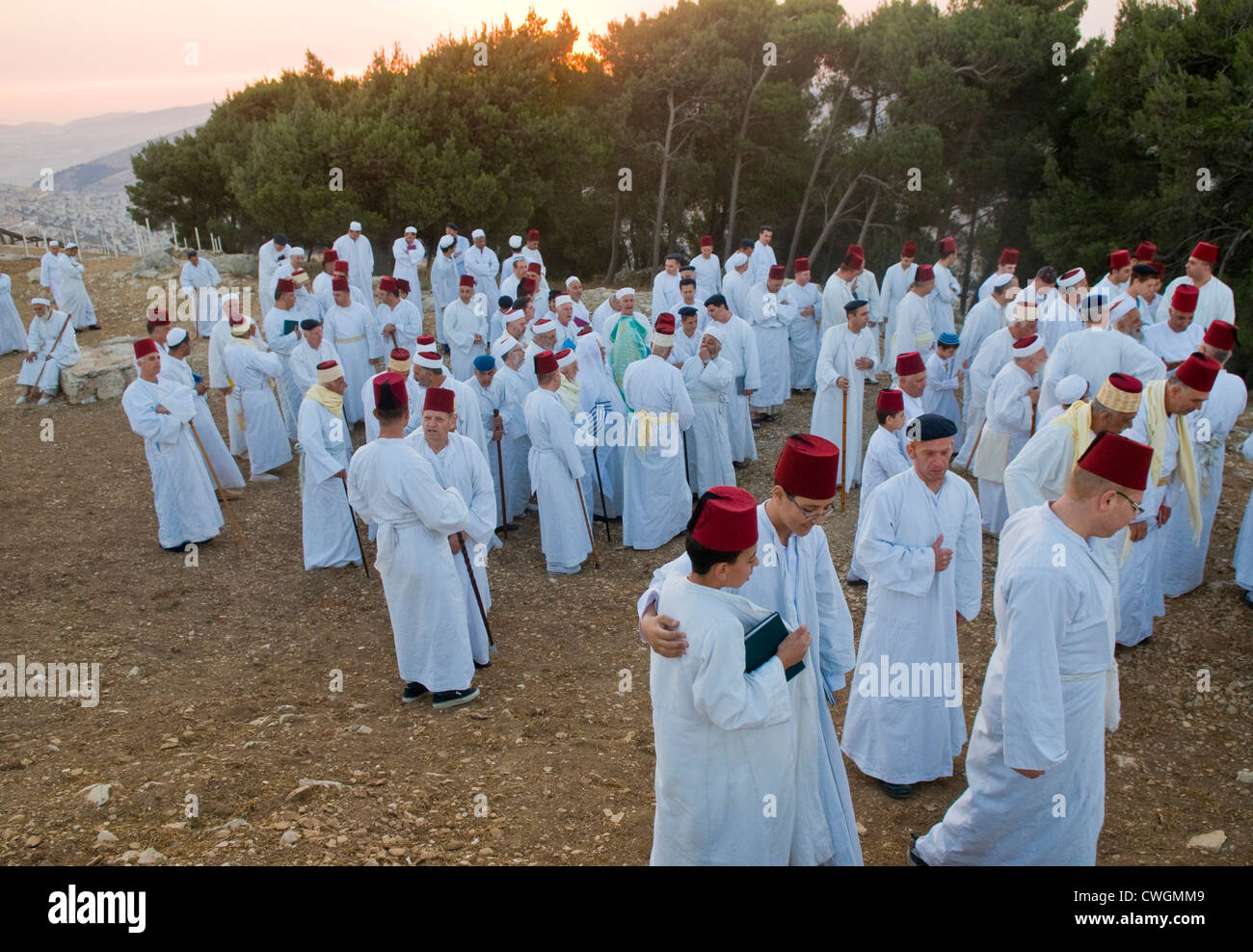 Members of the ancient Samaritan community prays during the holy day of ...