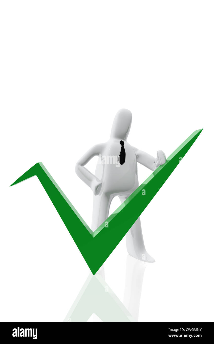 Figure with approval sign Stock Photo - Alamy