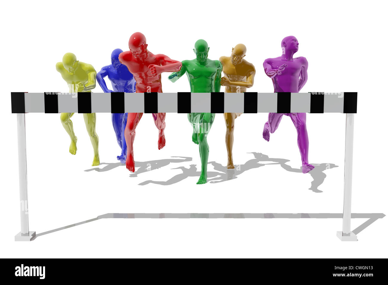 Athletes Arriving in a race to the finish line Stock Photo - Alamy