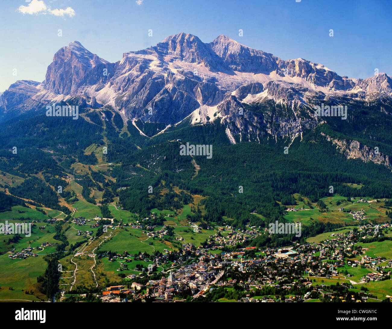 Italy, Dolomites, Cortina d'Ampezzo, Tofane peak, panorama Stock Photo ...