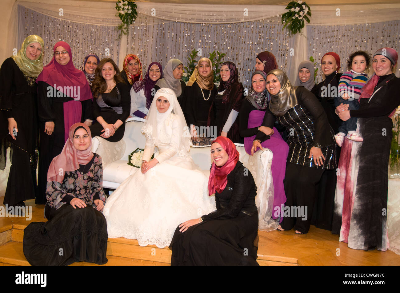 Female friends and relatives with bride at wedding Cairo Egypt Stock ...