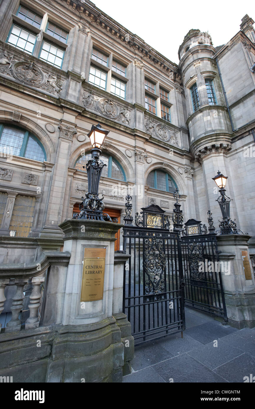 lamps outside edinburgh central library, scotland, uk, united kingdom ...