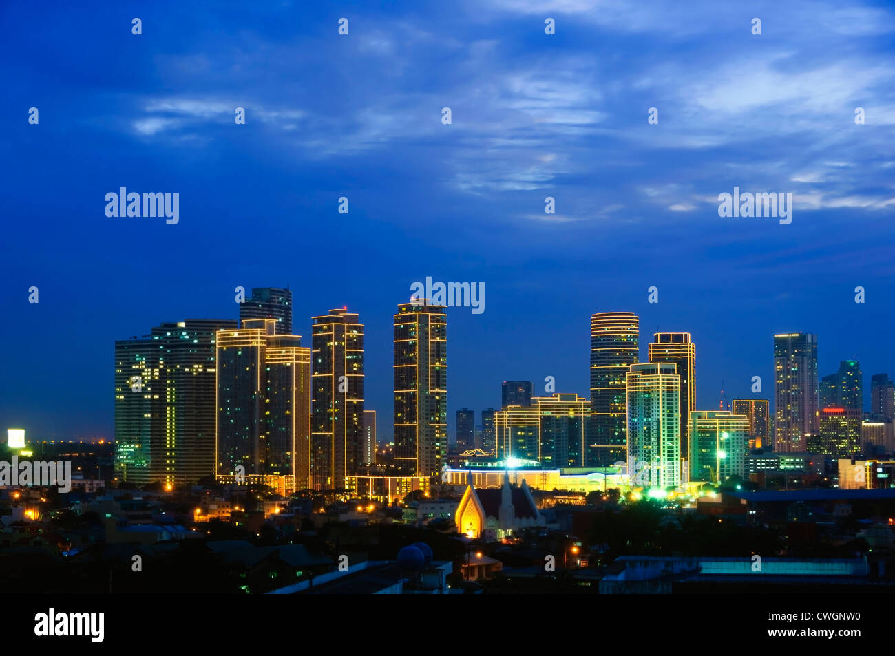 Night shot of skyline of Makati, Philippines Stock Photo - Alamy