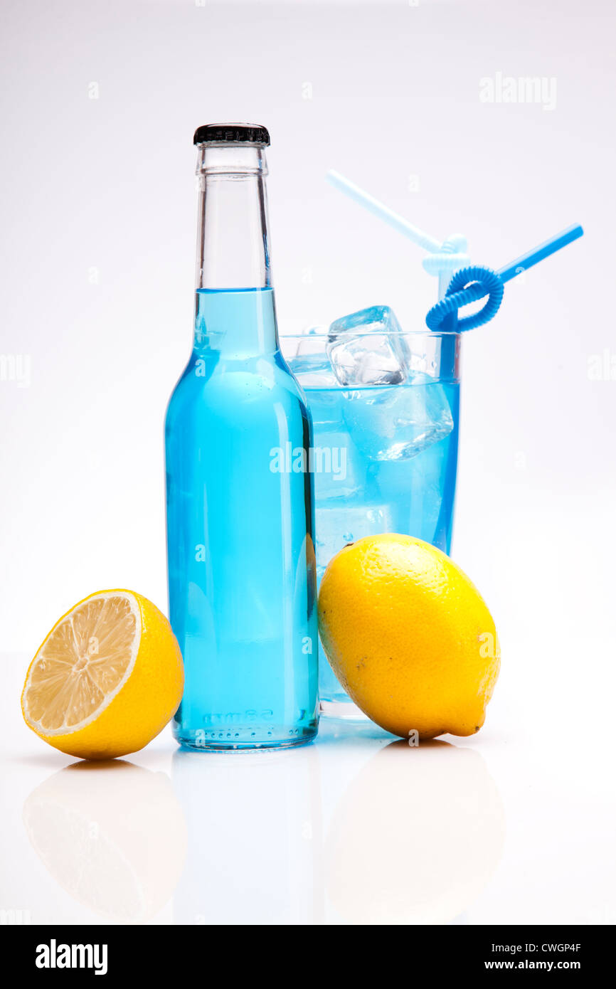 Exotic bottle alcohol cocktail isolated on white Stock Photo - Alamy