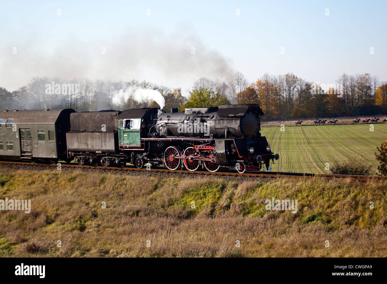 Retro steam train Stock Photo - Alamy