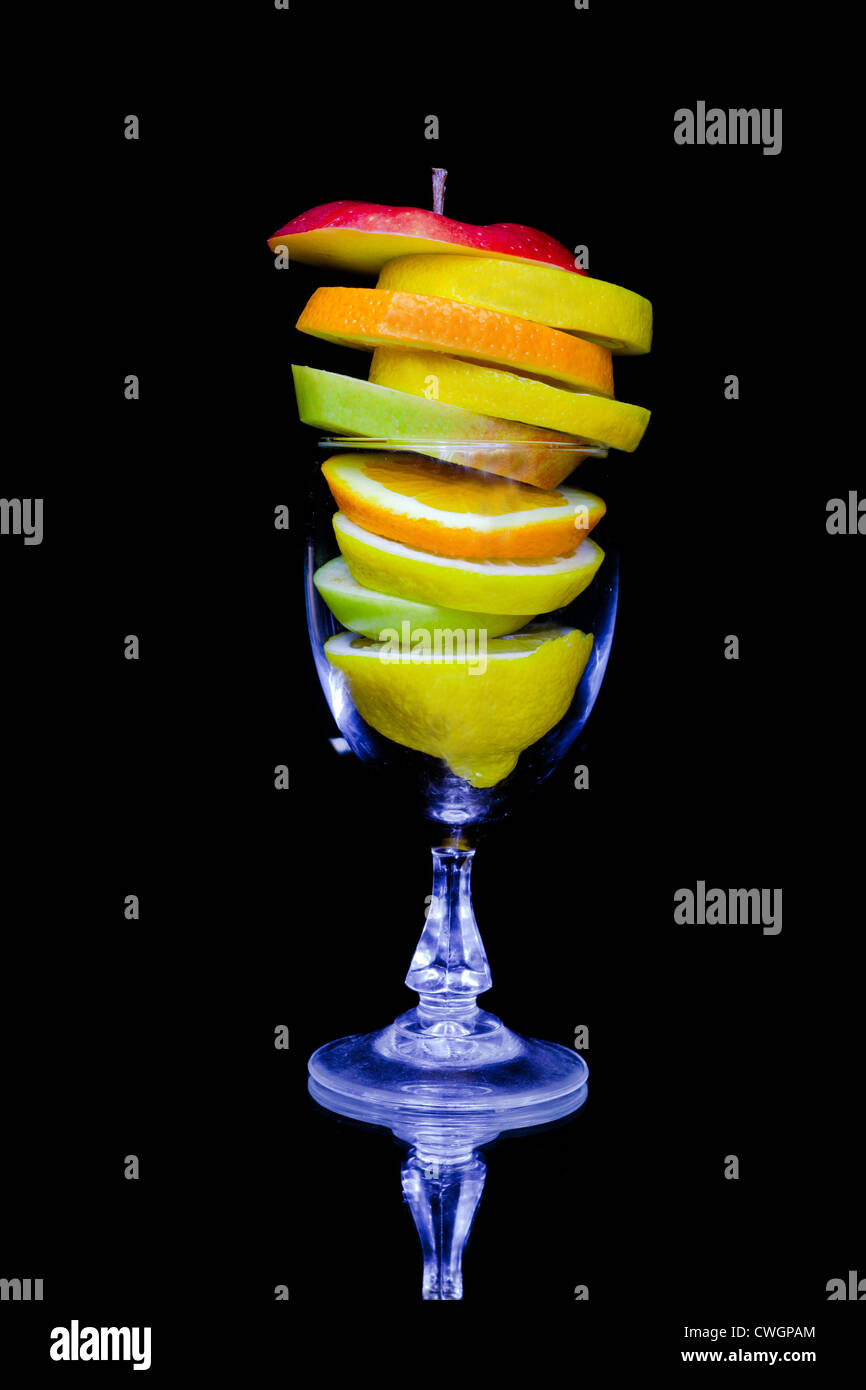 Fruit cocktail composition Stock Photo - Alamy