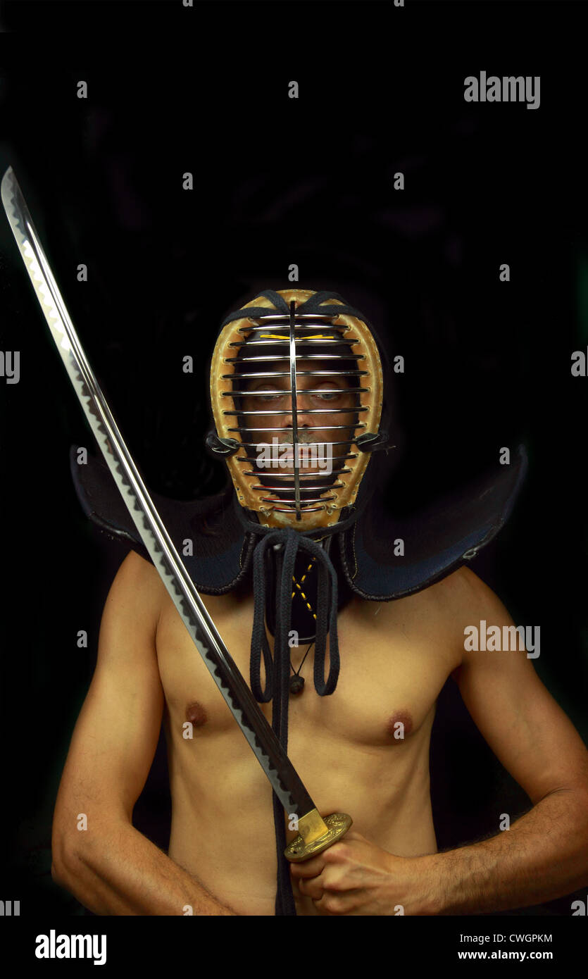 samurai man with katana sword Stock Photo - Alamy