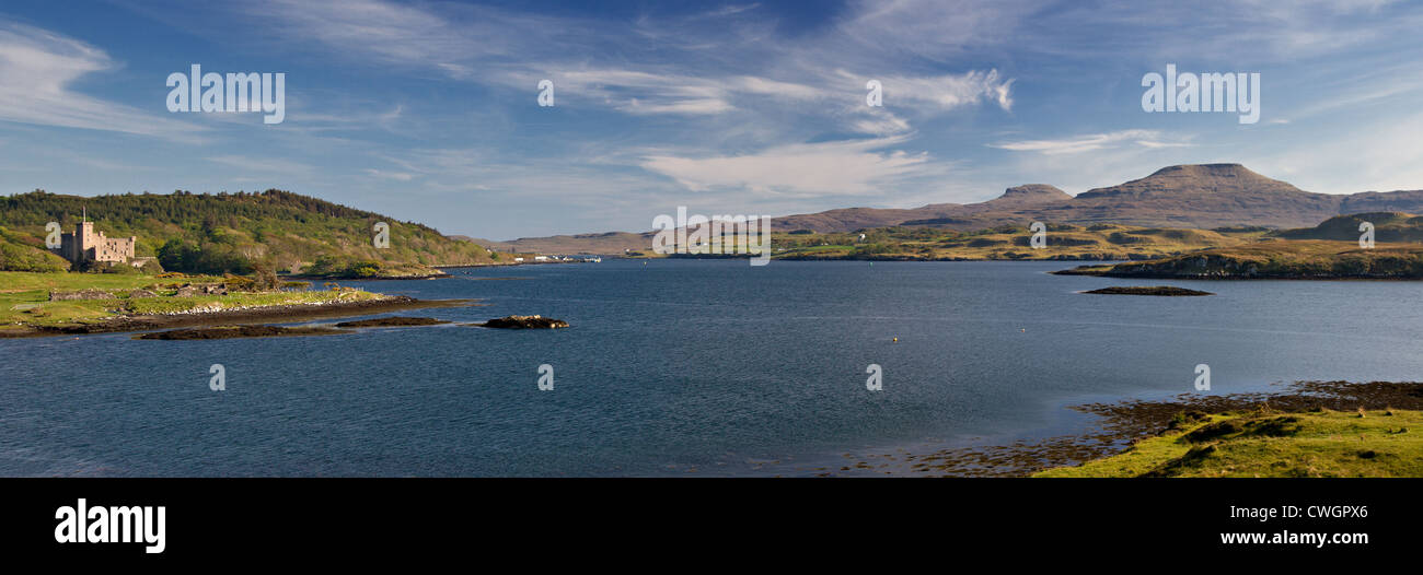 Panorama of the Duirinish Peninsula with Dunvegan Castle, Isle of Skye ...