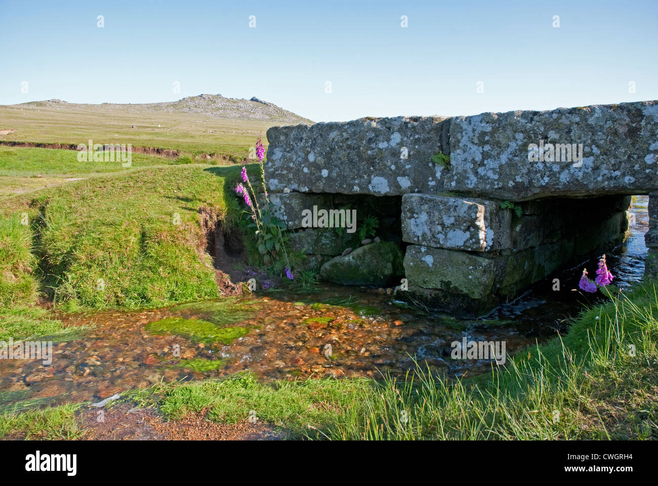 Ancient granite bridge over stream below Roughtor, Cornwall's second ...
