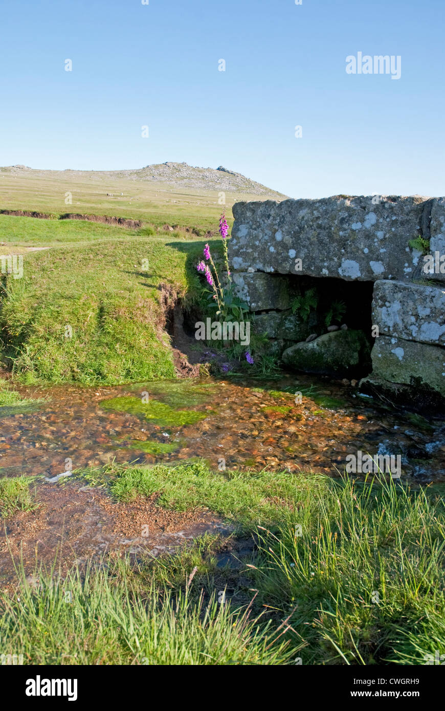 Ancient granite bridge over stream below Roughtor, Cornwall's second ...