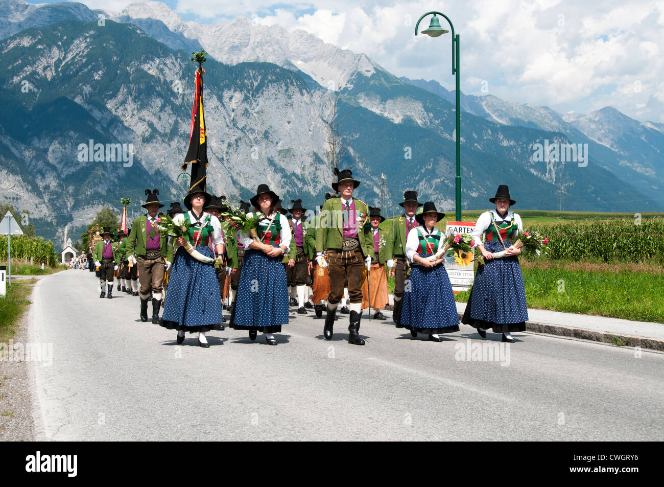 people walking in procession to the church on Maria Ascension Stock ...