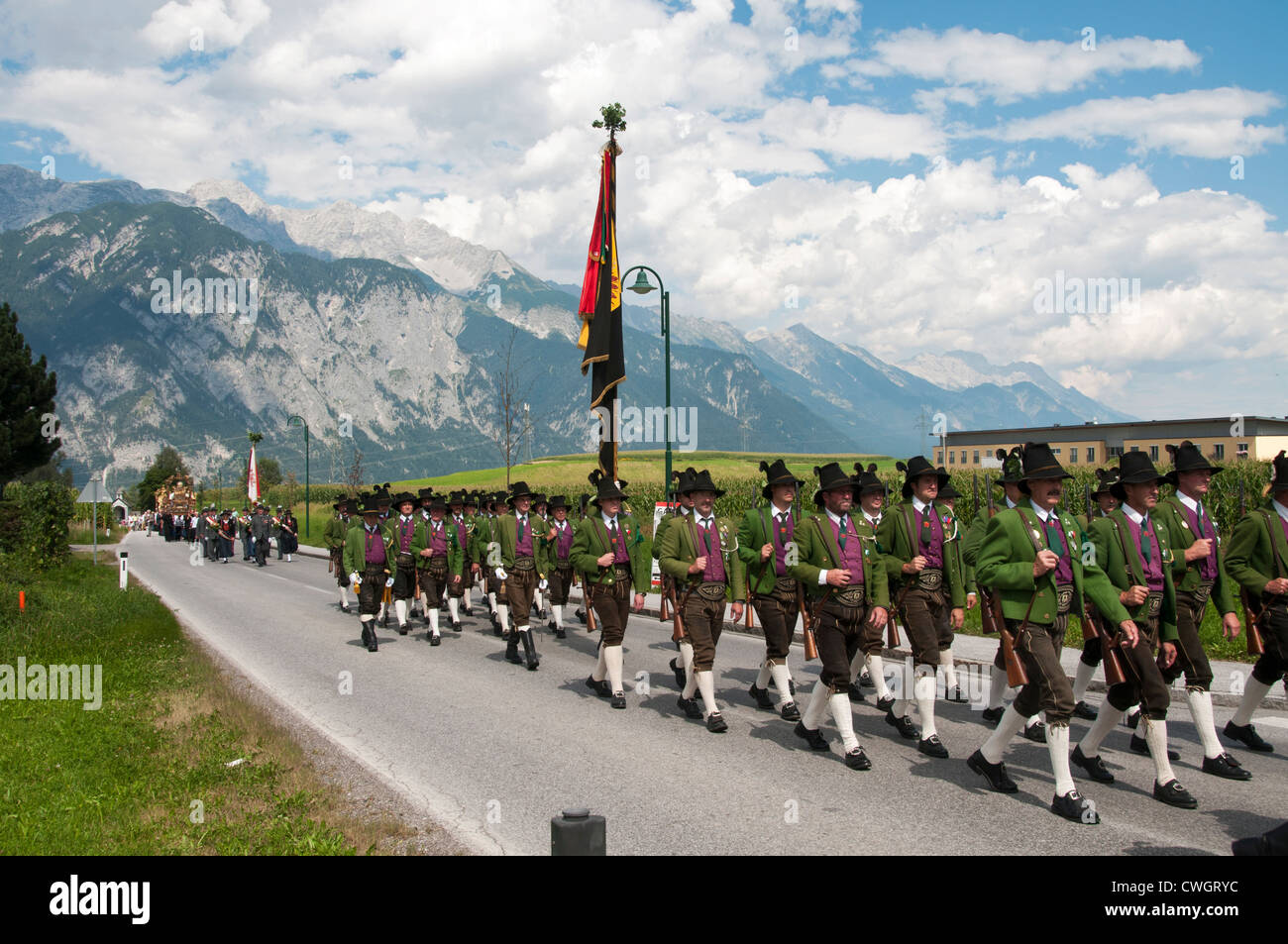 people walking in procession to the church on Maria Ascension Stock ...