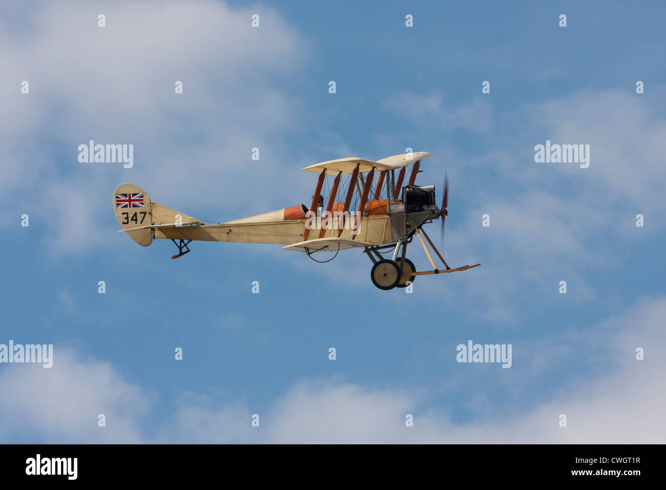 BE2c replica biplane, a reconnaissance aircraft of the First World War ...