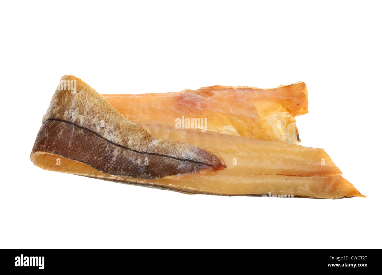 Fillet of smoked haddock isolated against white Stock Photo - Alamy