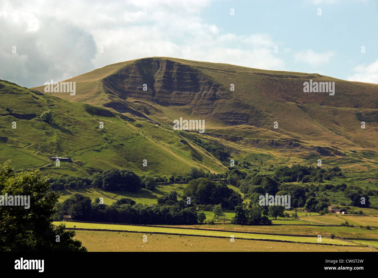 View of Mam Tor, from Peveril Castle, Peak District, Derbyshire, UK ...
