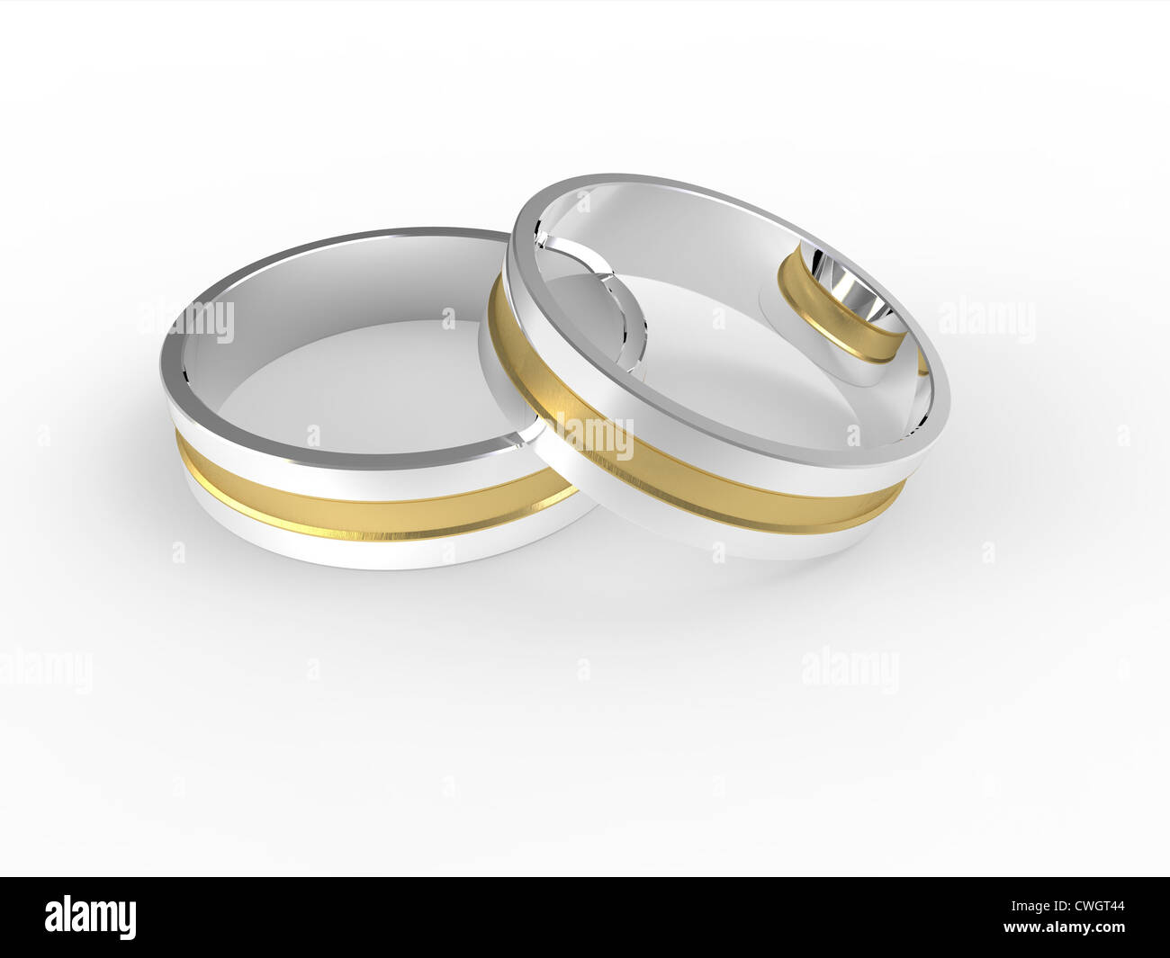 Golden and silver wedding rings isolated on white background Stock ...