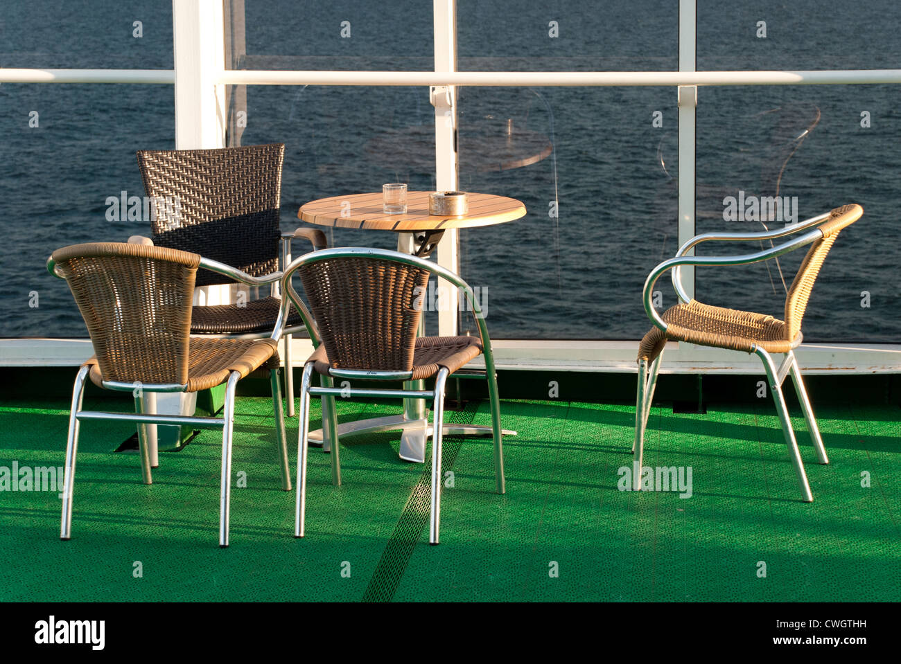 Bar furniture of ship deck, summer time Stock Photo - Alamy
