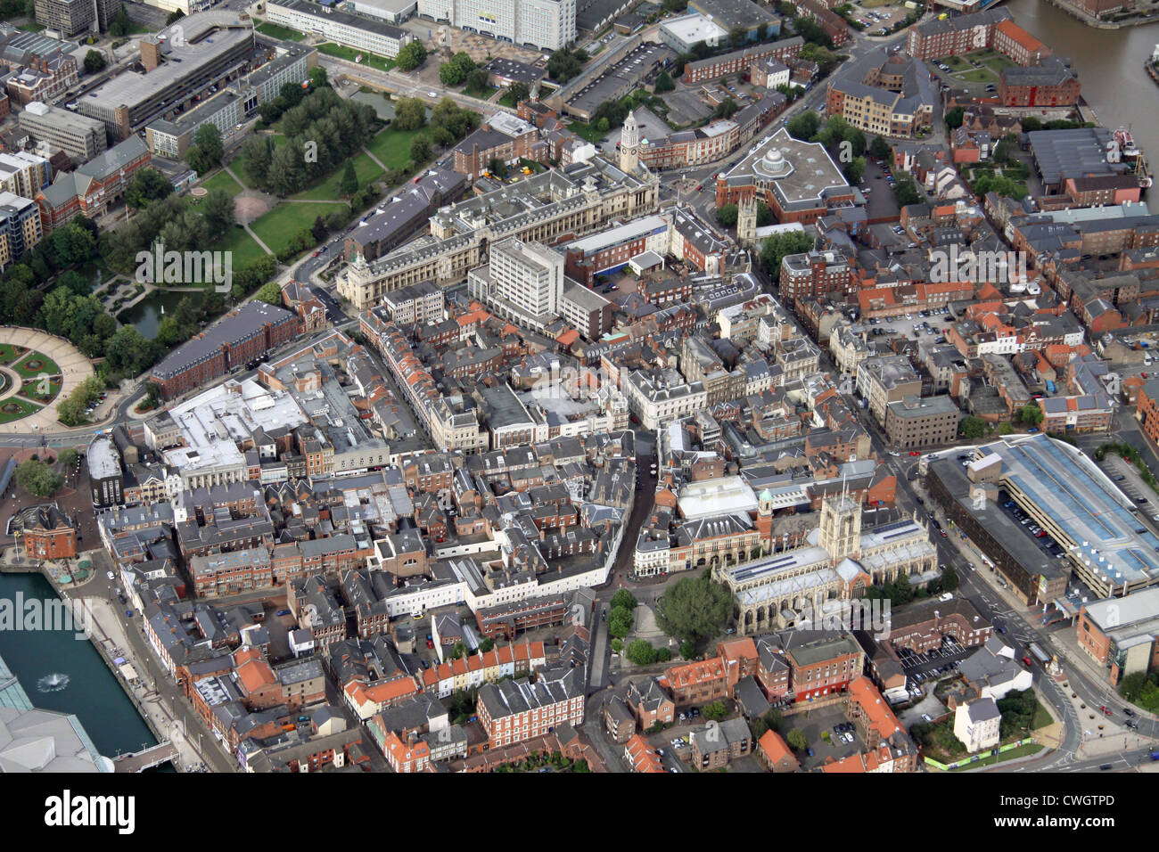 aerial view of Hull old town, East Yorkshire Stock Photo - Alamy