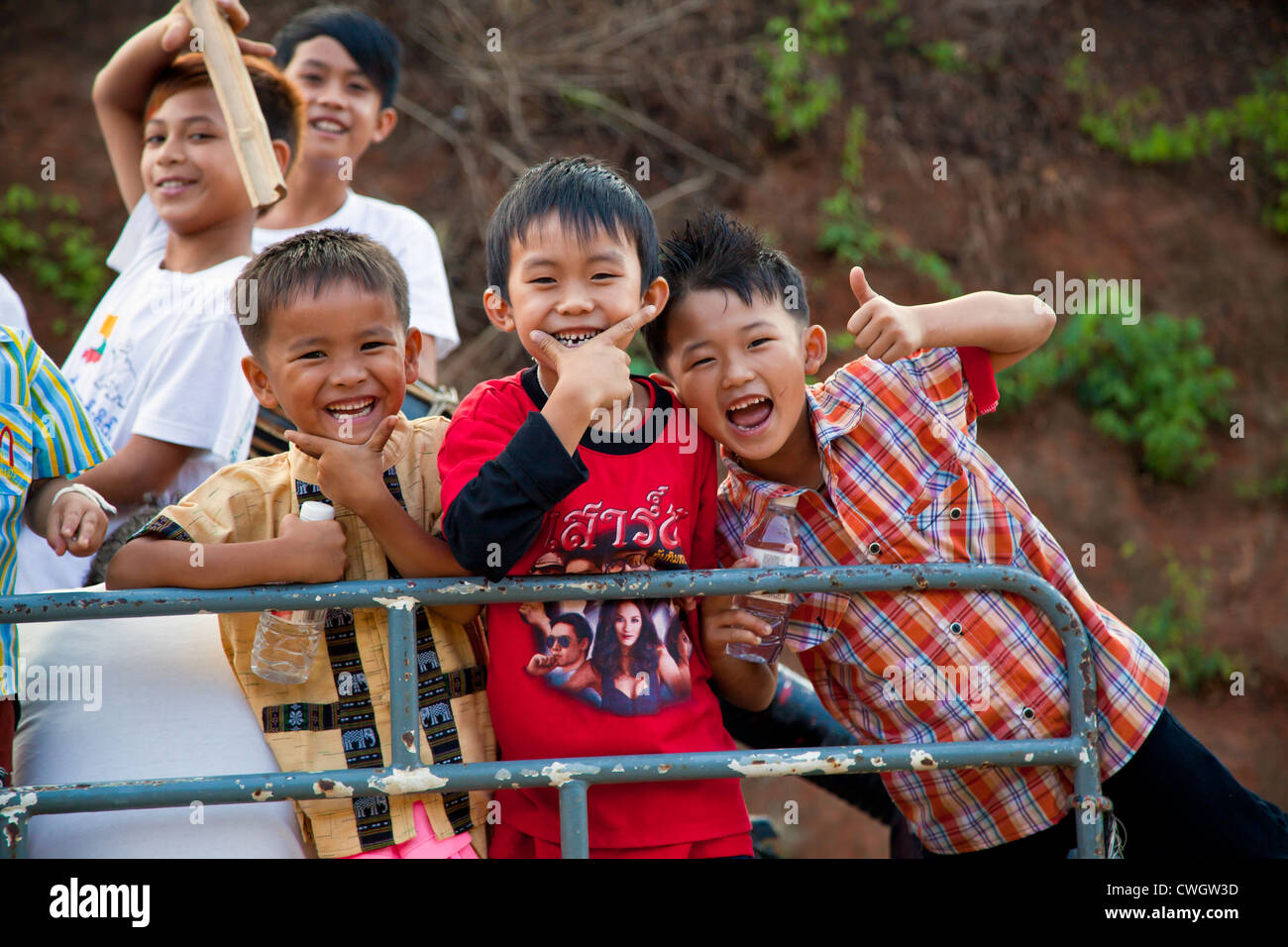 Young Burmese boys having fun in KENGTUNG also known as KYAINGTONG ...