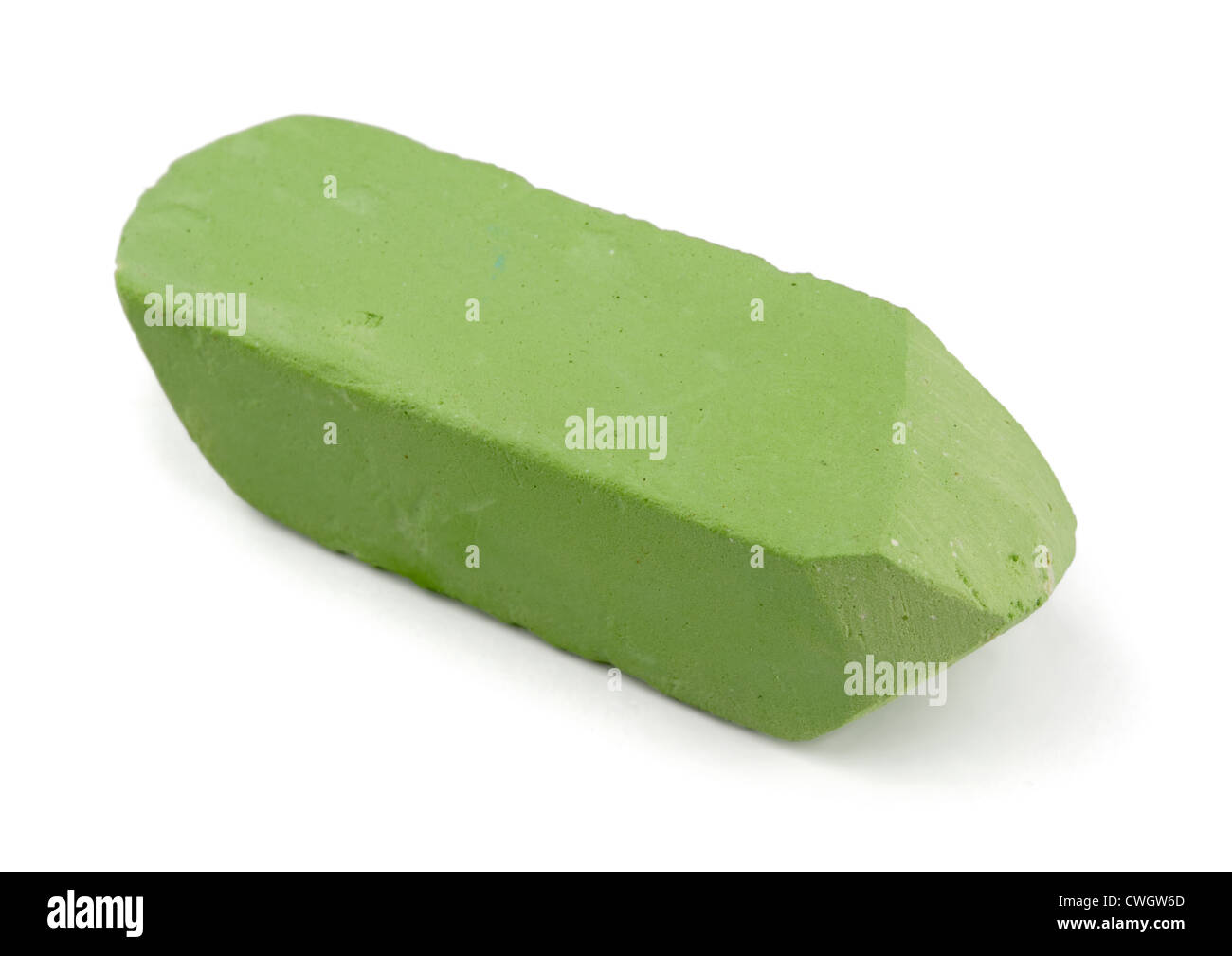 Small piece of green chalk isolated on white Stock Photo - Alamy