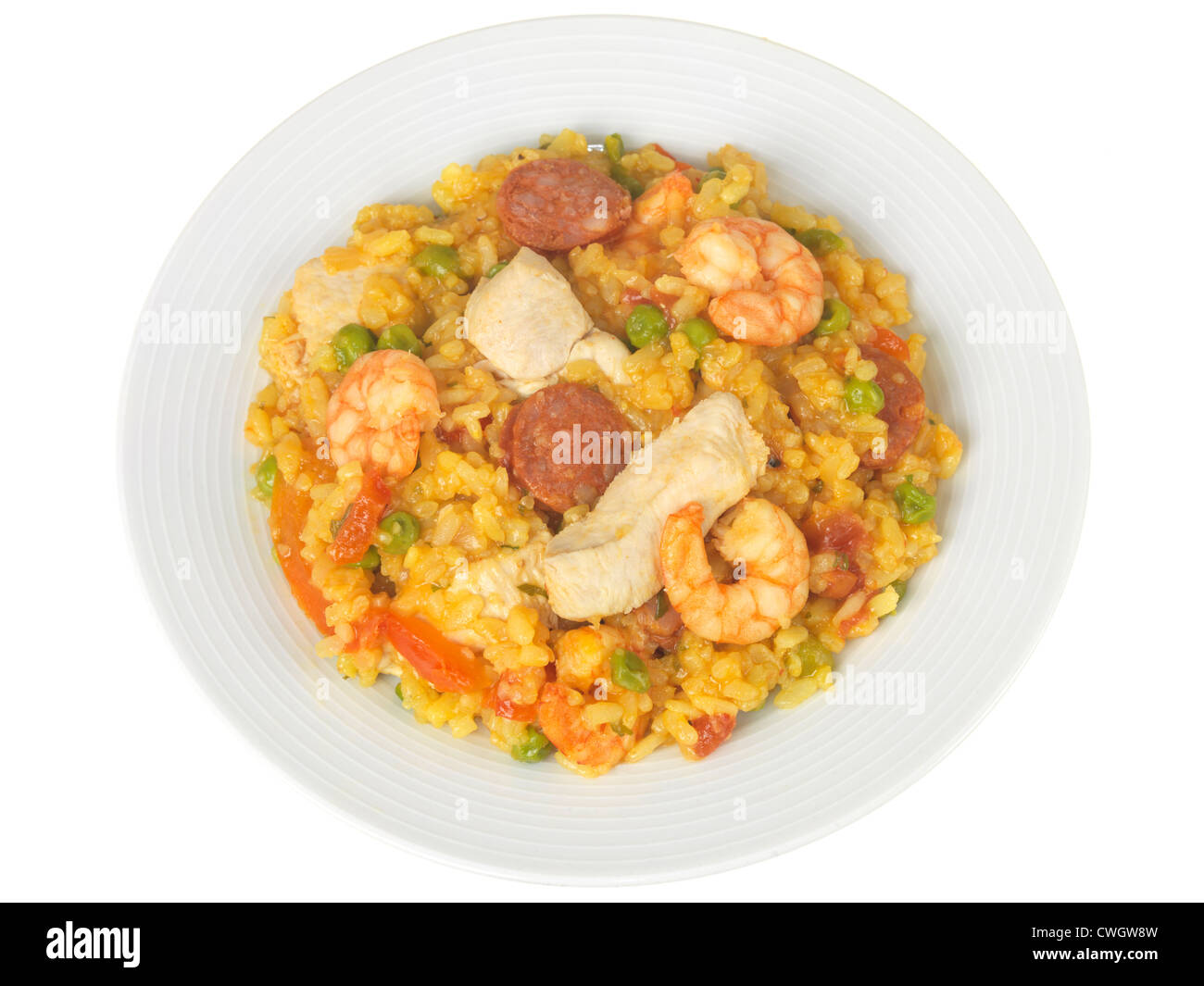 Chicken and Prawn Paella Stock Photo - Alamy