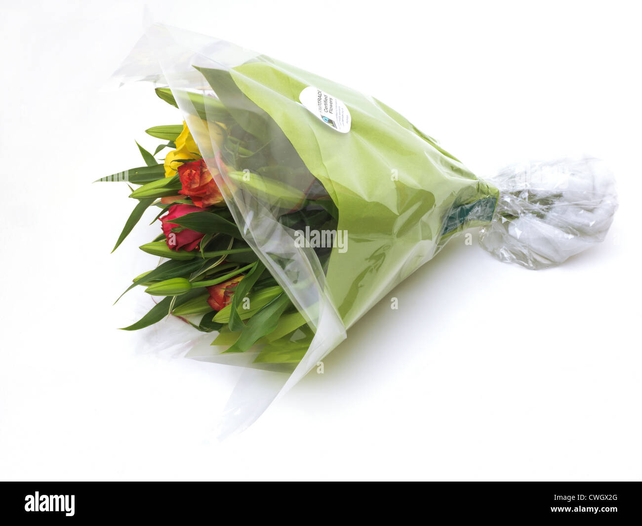 Bouquet Of Fairtrade Flowers - Roses And Lillies Stock Photo - Alamy