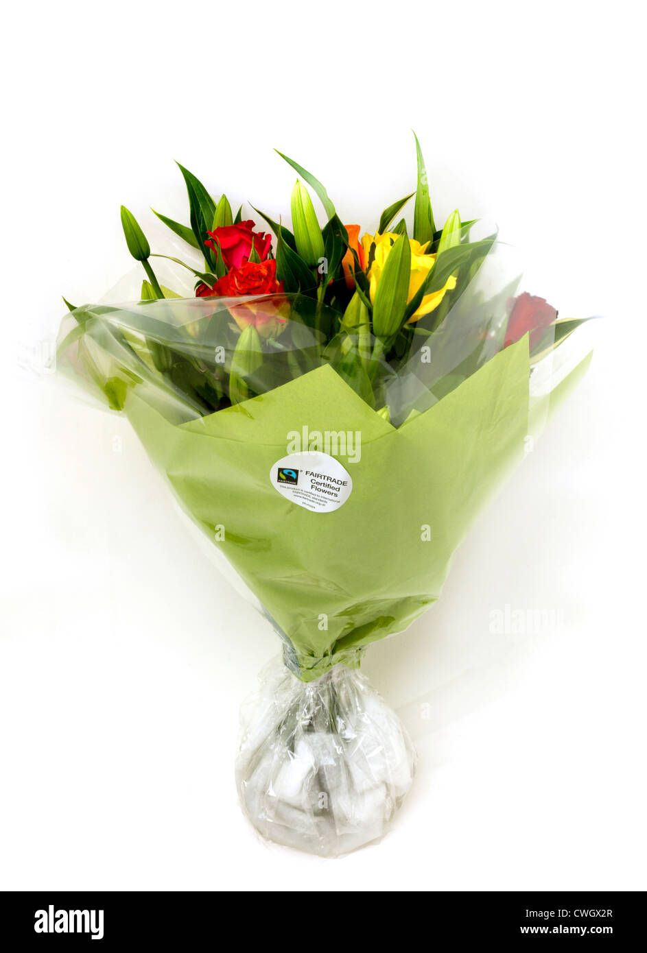 Bouquet Of Fairtrade Flowers - Roses And Lillies Stock Photo - Alamy