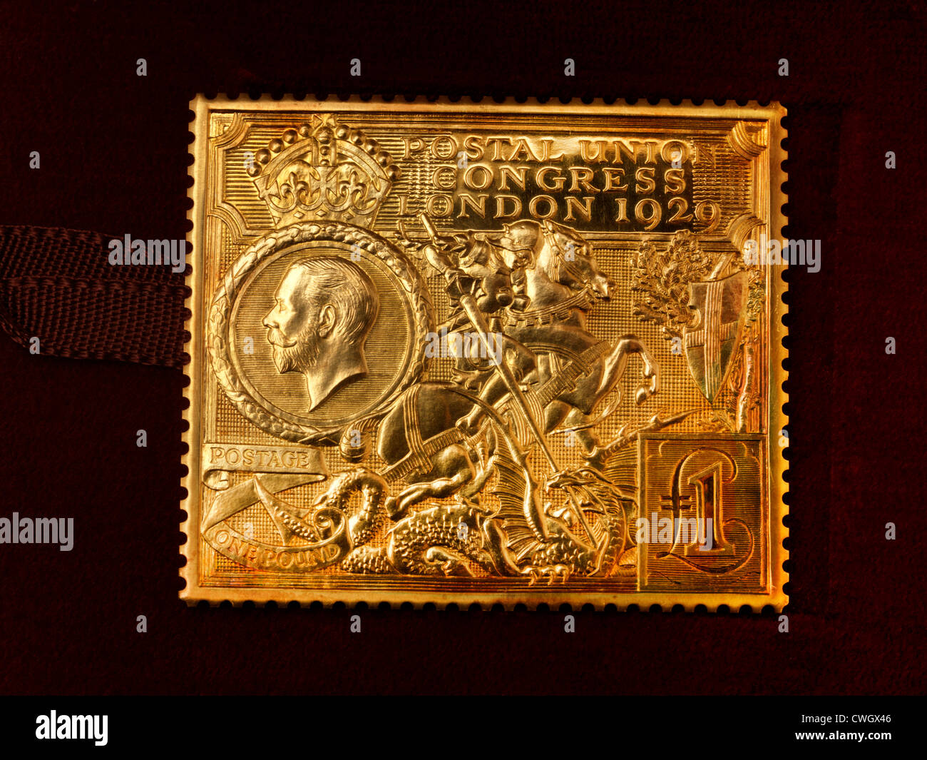 St George and the Dragon Postal Union Congress London 1929 Gold Stamp ...