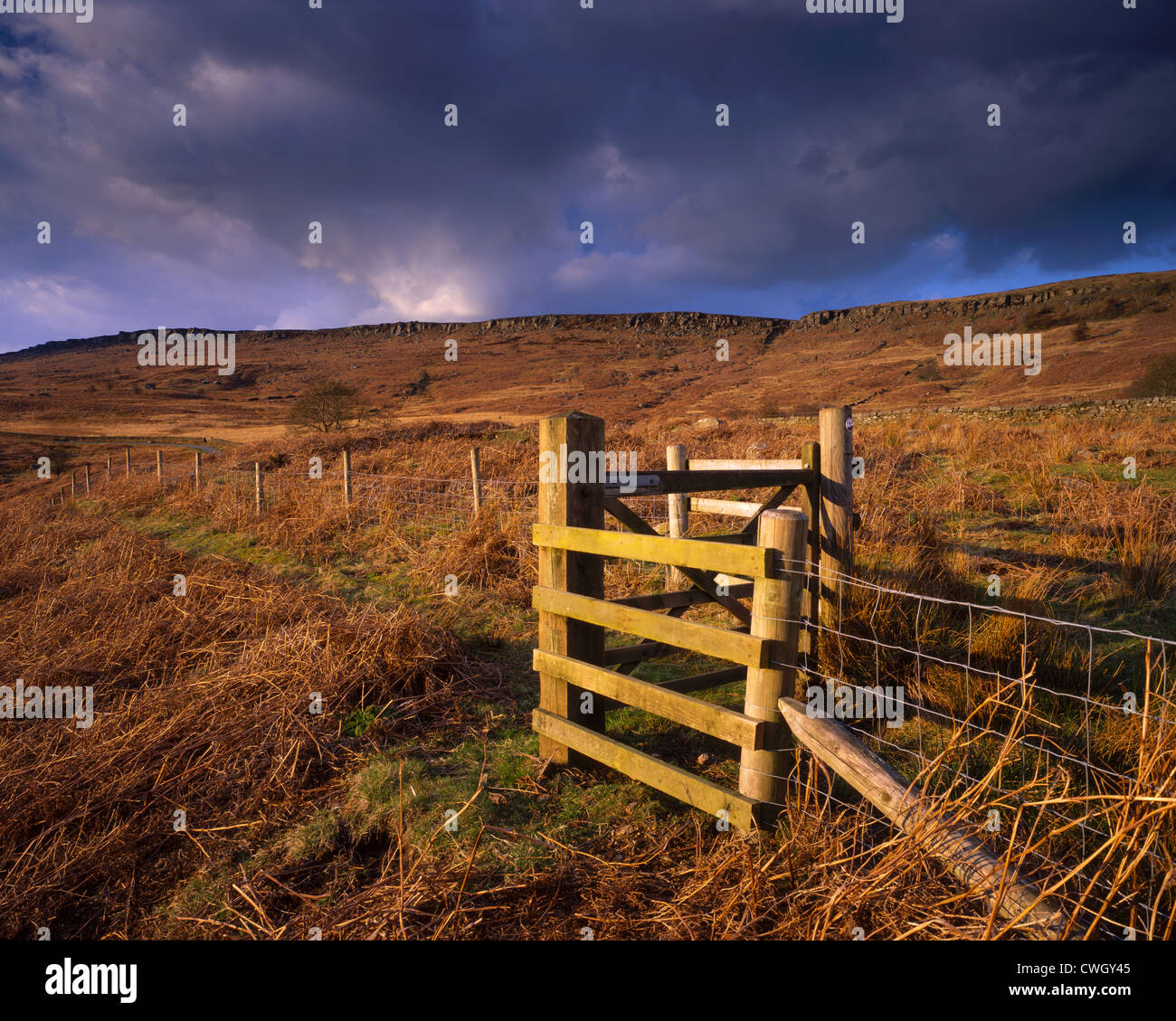 Fence at Stanage, Peak District Stock Photo - Alamy