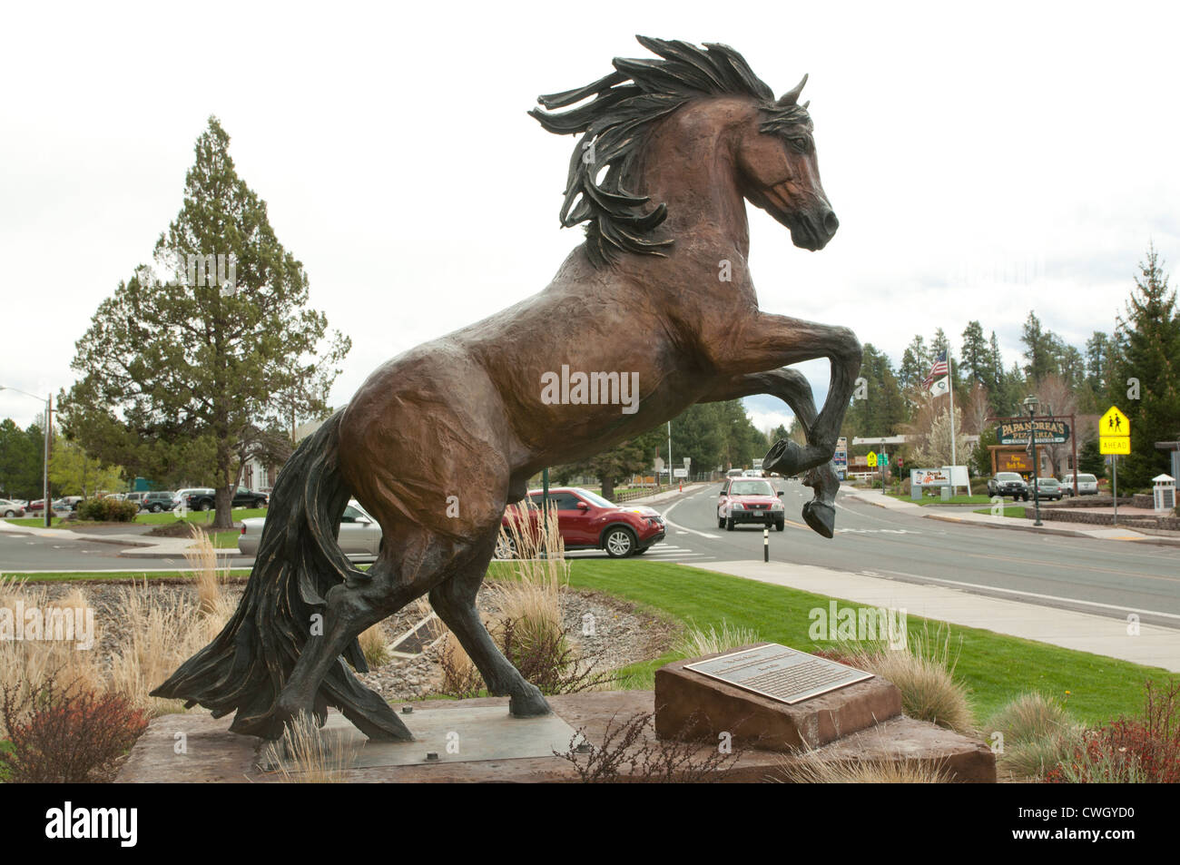 Horse statue in town inOregon Stock Photo - Alamy