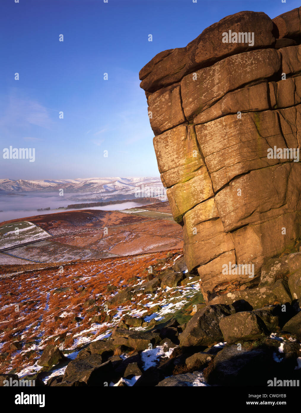 Leaning Block, Higgar Tor, Peak District Stock Photo - Alamy