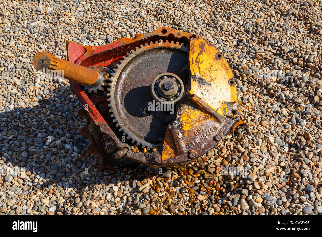 An old broken bulldozer used for hauling the "Cromer Crab Boats" up the ...