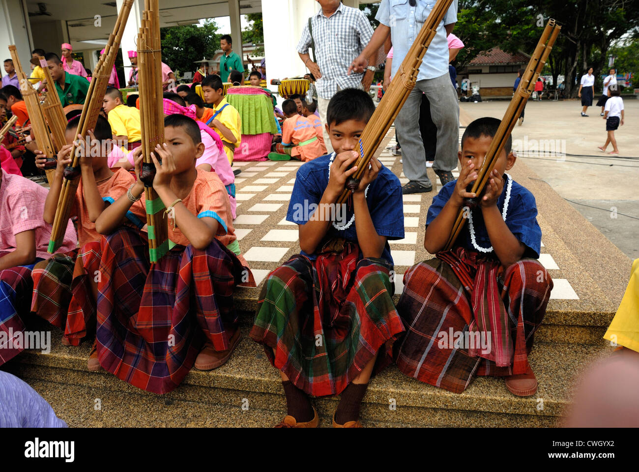 Thai tradional music bands at the candle and wax festival(Kao Phansa ...