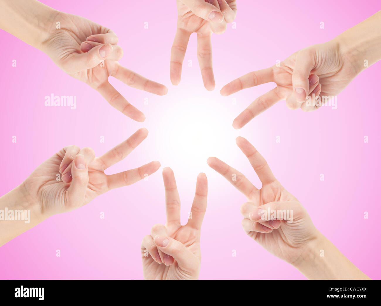 Hands of teamwork , forming the star shape Stock Photo - Alamy