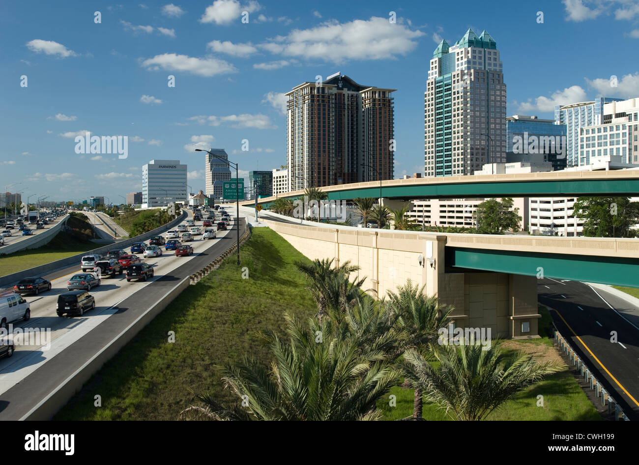 INTERSTATE ROUTE 4 DOWNTOWN SKYLINE ORLANDO FLORIDA USA Stock Photo - Alamy