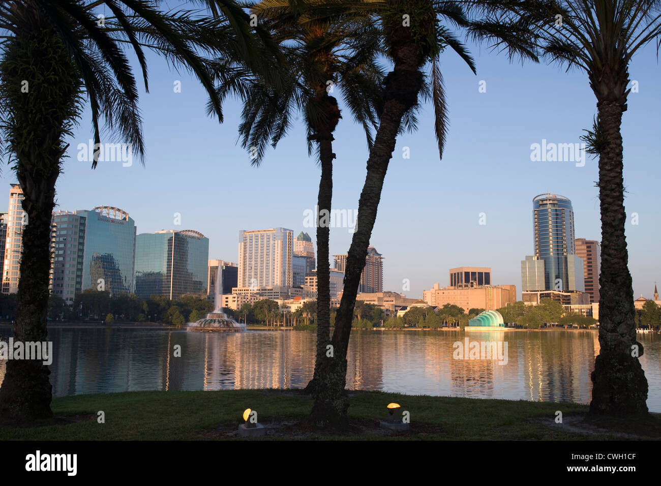 Orlando downtown skyline panorama silhouette hi-res stock photography ...
