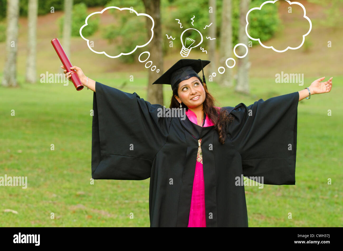 indian female graduate thinking about future prospects Stock Photo - Alamy