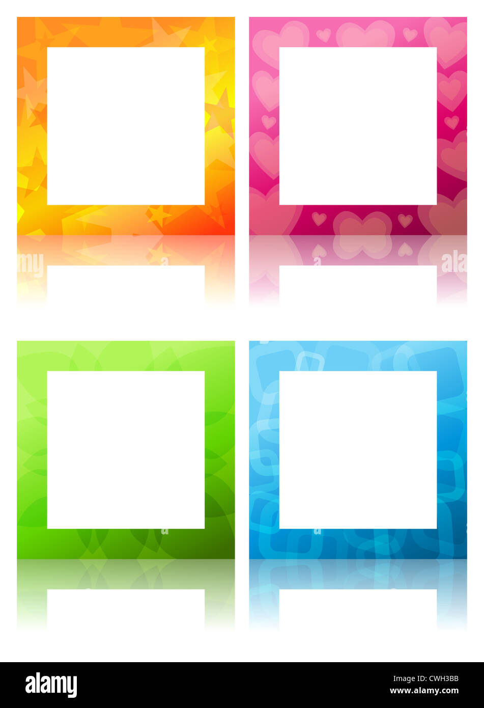 Four design settings of frame in various colors and patterns Stock ...