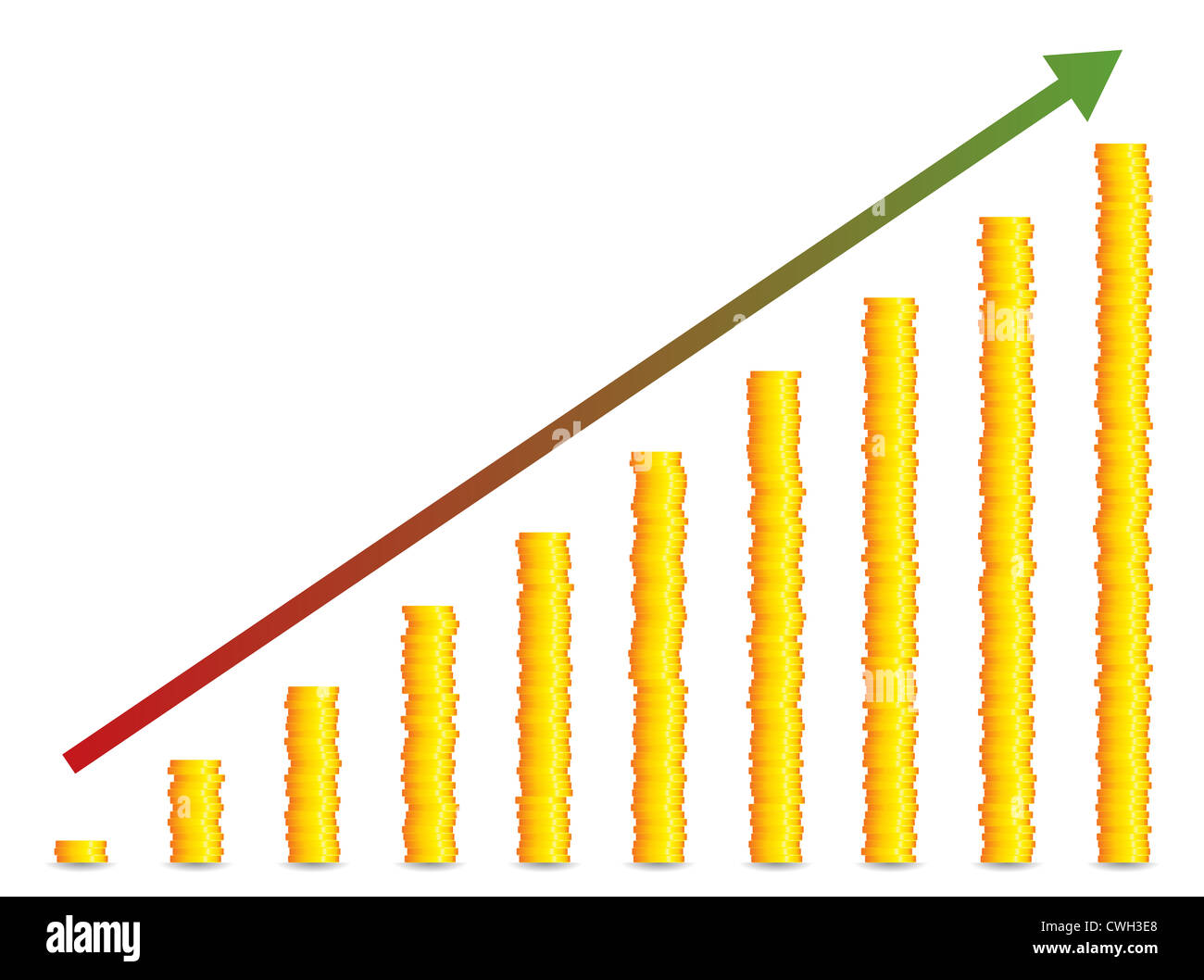Illustration of heaps of gold coins depicting an increasing graphic ...