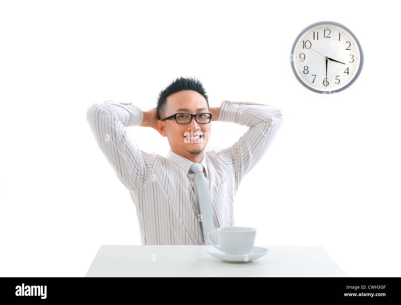 Asian man having tea break hi-res stock photography and images - Alamy