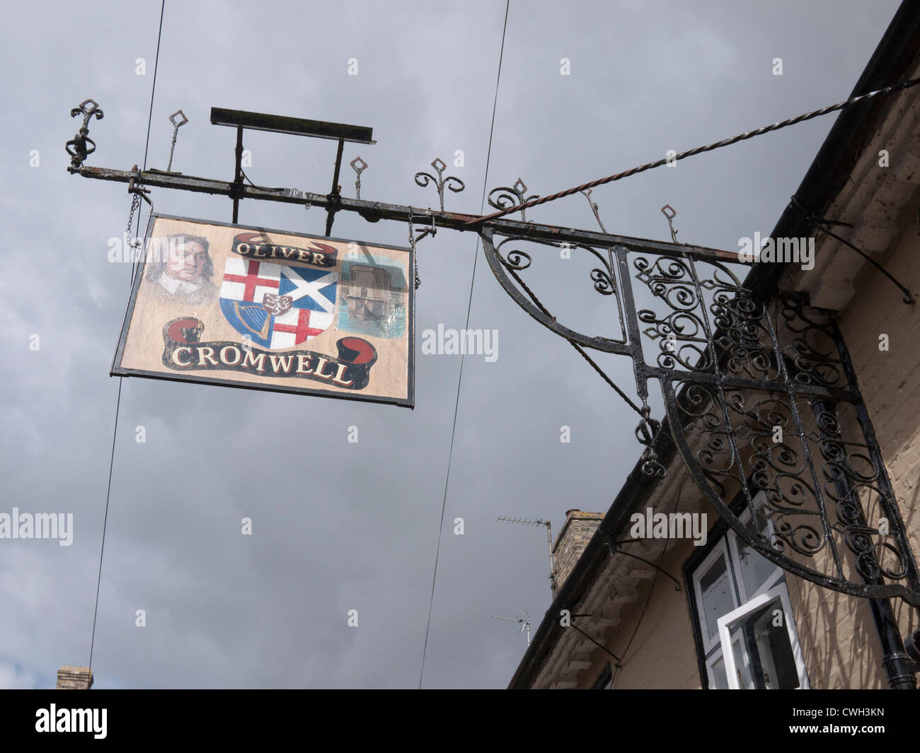 The old pub sign outside the Oliver Cromwell public house in St Ives ...