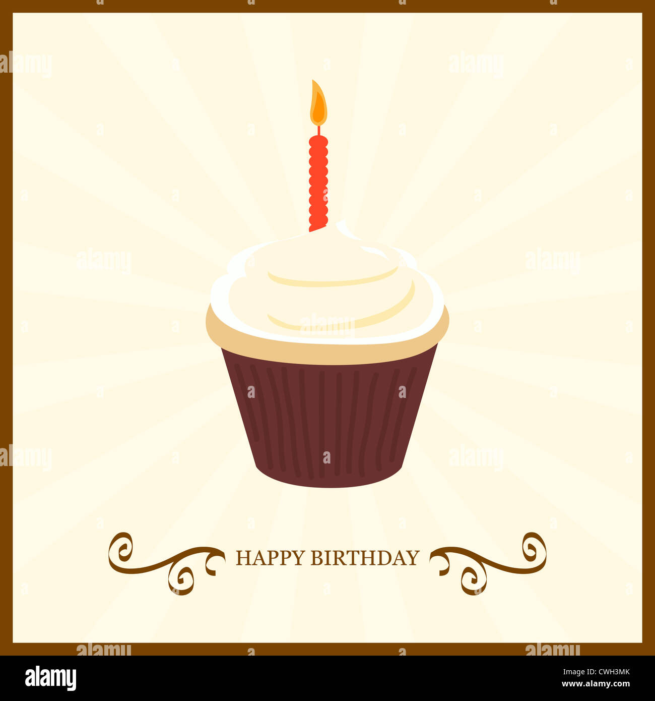 Square happy birthday wish card with cake illustration Stock Photo - Alamy