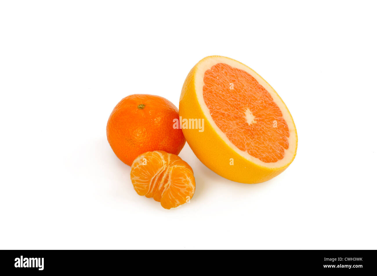 image of a fresh whole tangerines and orange isolated on white Stock ...